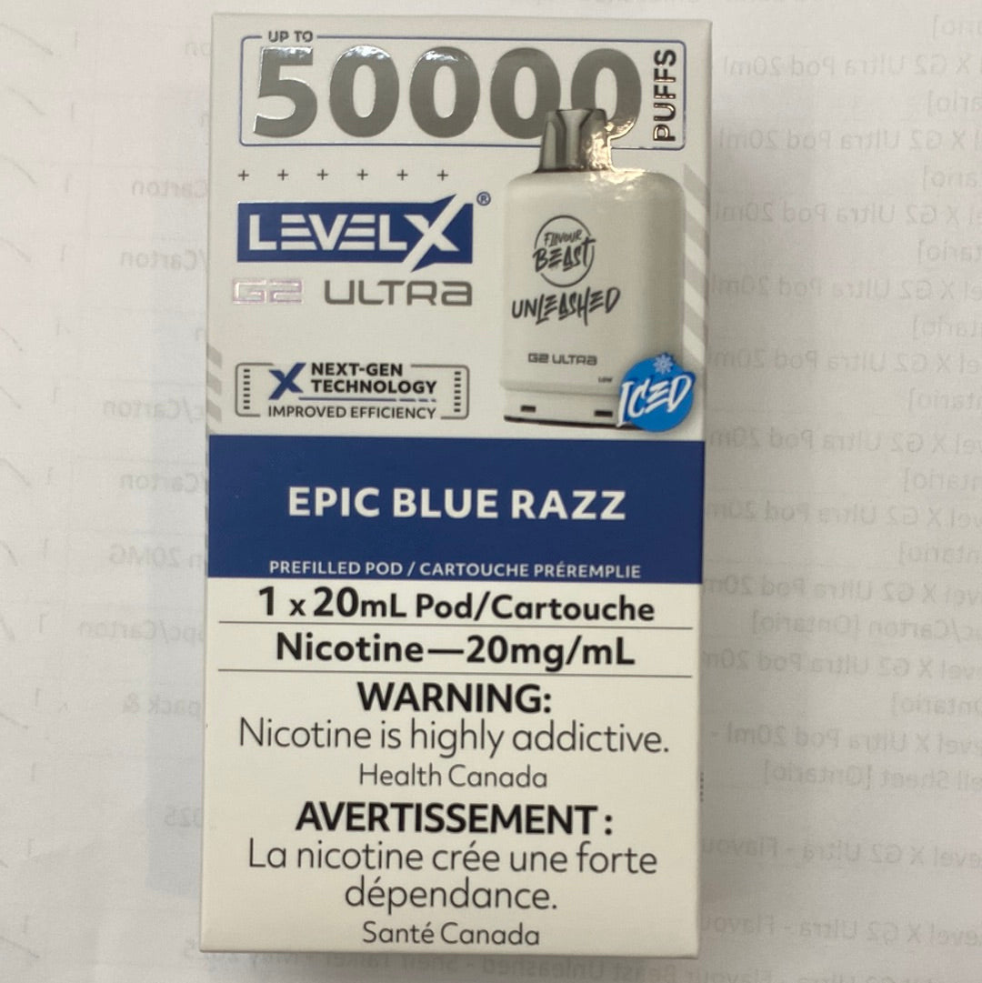[S] Epic Blue Razz iced LevelX 50K (Without Battery) – vapewholesaler.ca