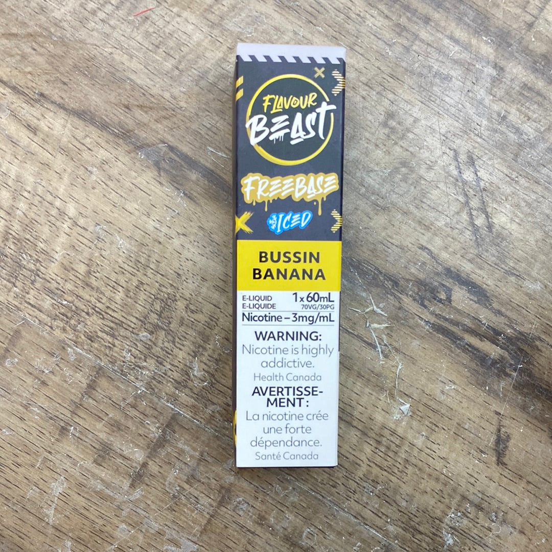 Bussin Banana Iced Freebase Flavour Beast 3mg 60 ml e-liquid ...