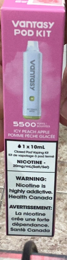 [s] Icy Peach Apple sale 20mg/10mL 5500 puffs Vantasy Pod Kit+ Battery ...